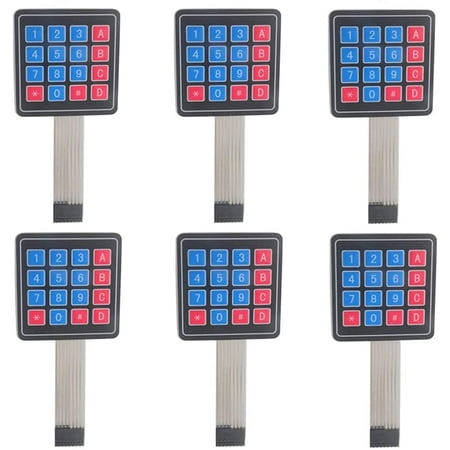 6Pcs 4x4 Keypad 16 Key Matrix Array Membrane Switch 8pin Keyboard for Arduino Microcontroller ...