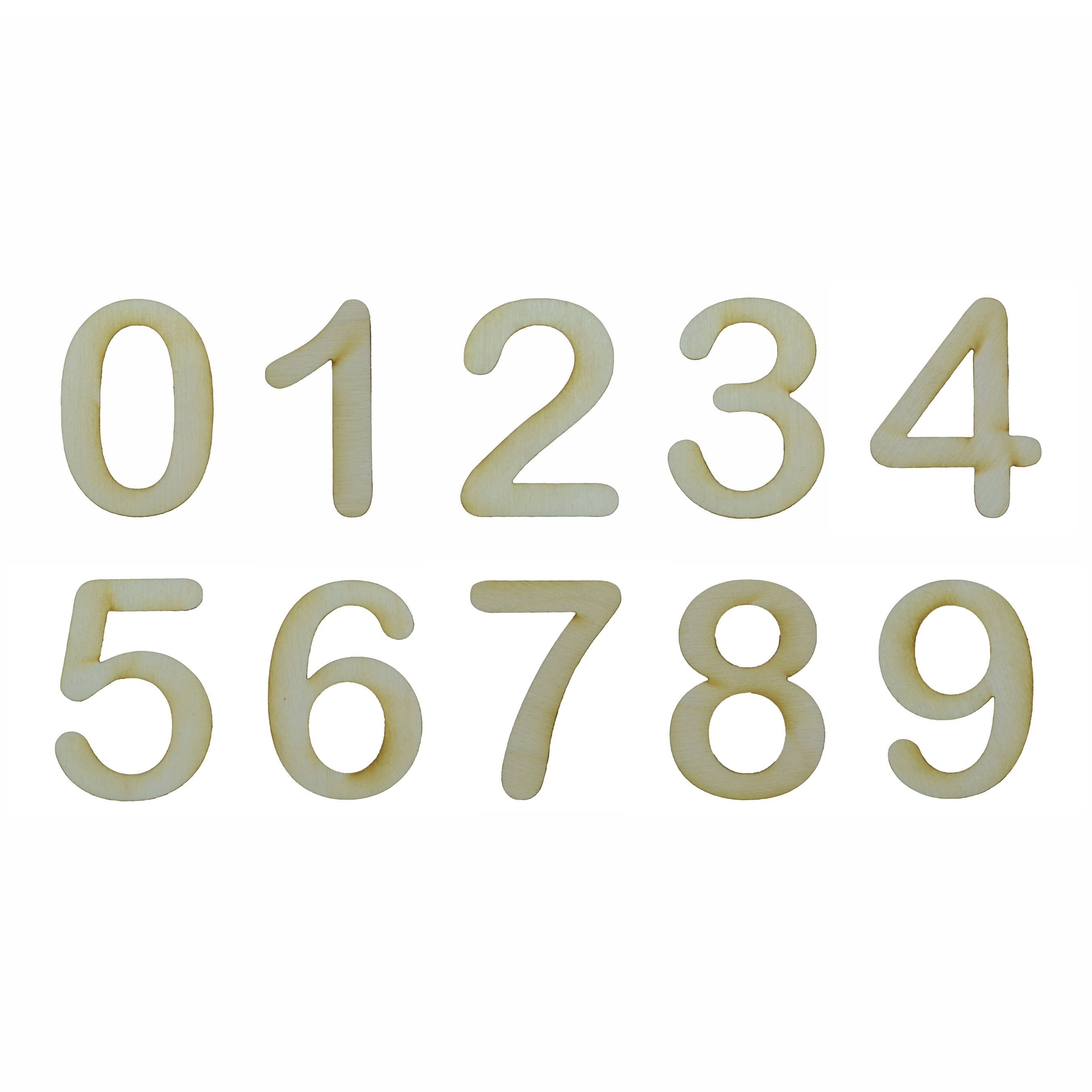 Unfinished Wood Number Set (0-9) in Round Font (2" Tall (3 Full Sets ...