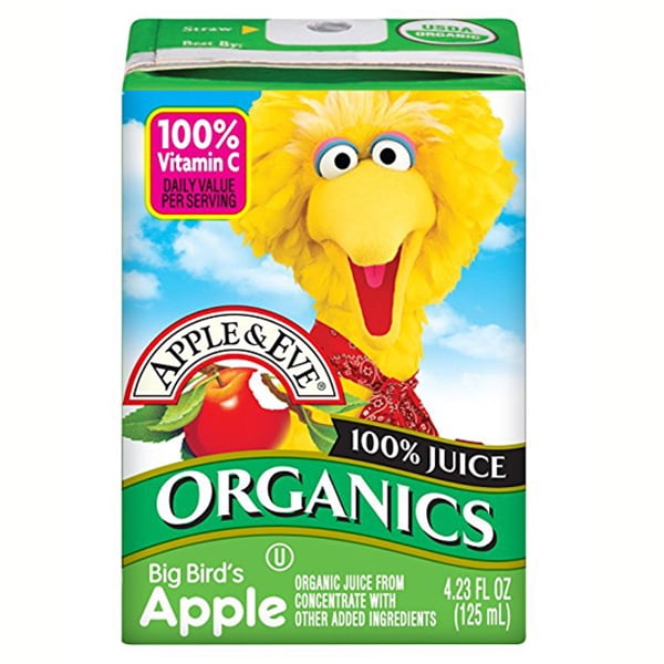 Apple & Eve Sesame Street Big Bird's Apple Juice 4.23 oz Cartons - Pack ...