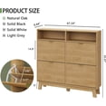 4-Drawer Slim Shoe Cabinet with Fluted Panels, 46" Tall Narrow Wooden ...