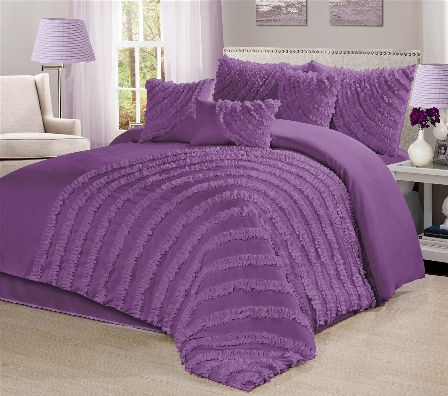 7 Piece Hillary Bed In A Bag Ruffled Clearance Bedding Comforter Set