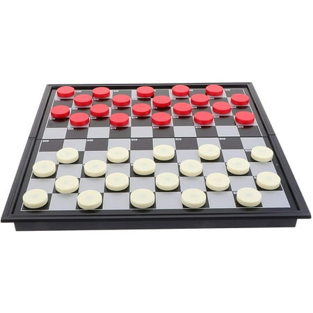 Reversible Wooden Checkers Tic- tac- Toe Board Game Interlocking Wooden ...