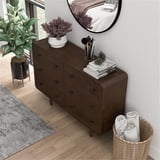 Pemberly Row Mid-Century 6-Drawer Double-Dresser Solid Wood in Brown ...