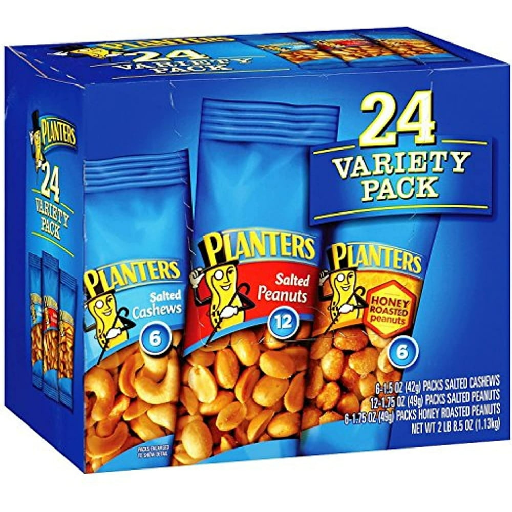 Planters Variety Pack Peanuts Cashews 1 75 Oz 24 Count Walmart planters-variety-pack-peanuts-cashews-1-75-oz-24-count-walmart