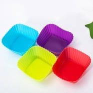 Silicone Cupcake Molds- 12 Pack Reusable Baking Muffin Cups, Non-Stick ...