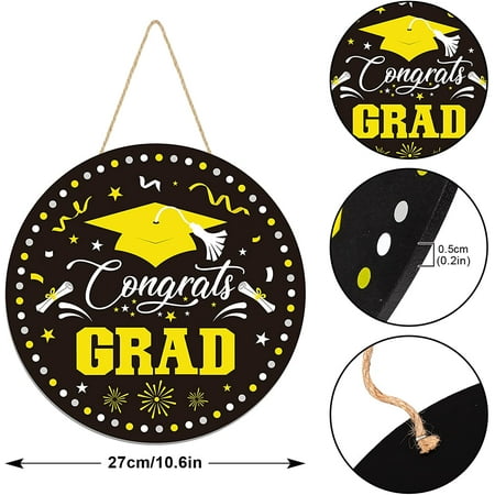 Graduation Hanging Door Sign Congrats Grad Wooden Welcome Sign Black ...