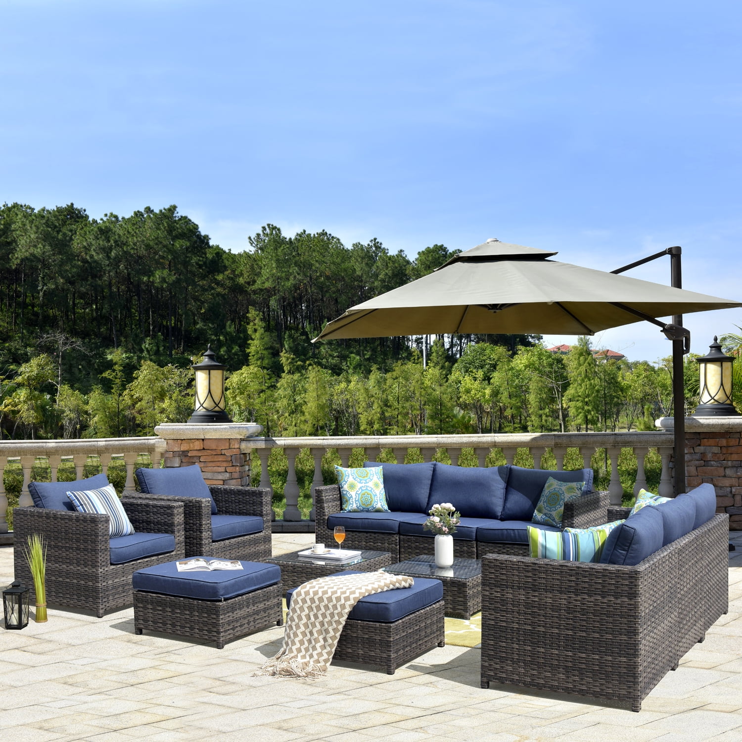 Ovios 12 Pieces Outdoor Patio Furniture Set All-Weather Patio ...