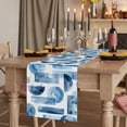 Blue Geometric Table Runner Modern Abstract Watercolor Bohemia ...