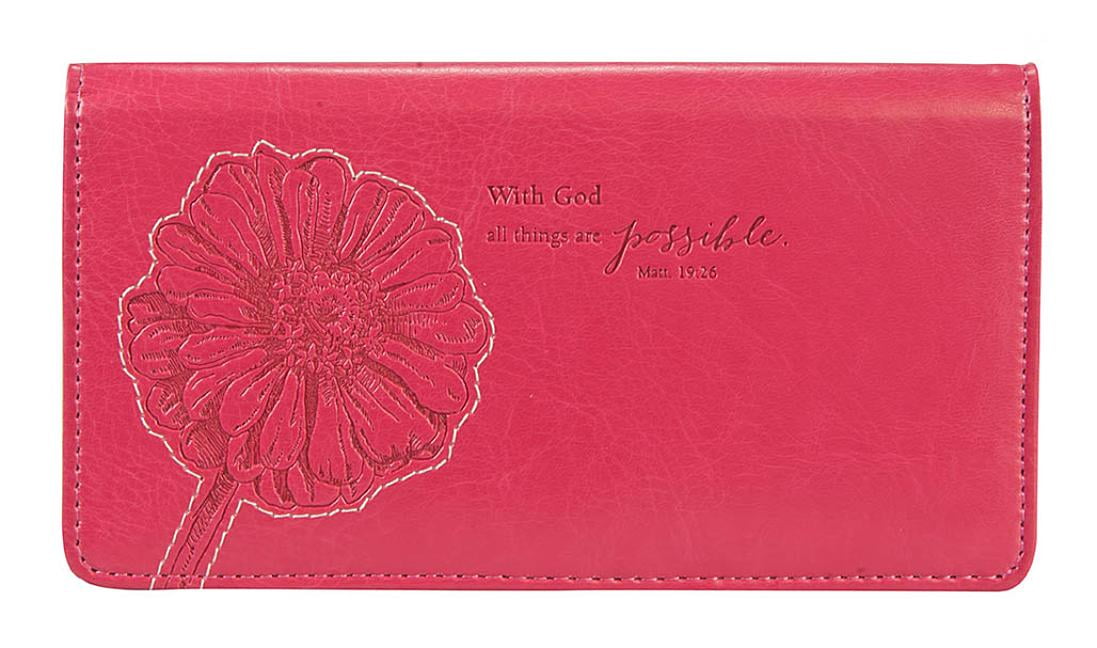 Pink Checkbook Cover with God MT 19:26 (Other) - Walmart.com