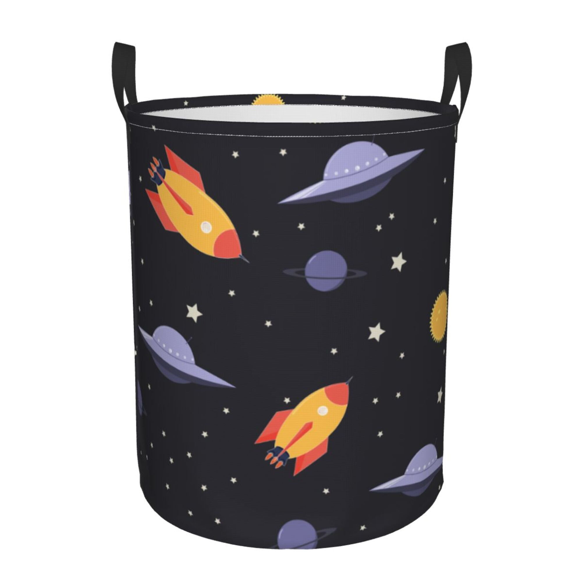 XMXY Round Laundry Basket Organizer, UFO Rockets Spaceships Waterproof ...