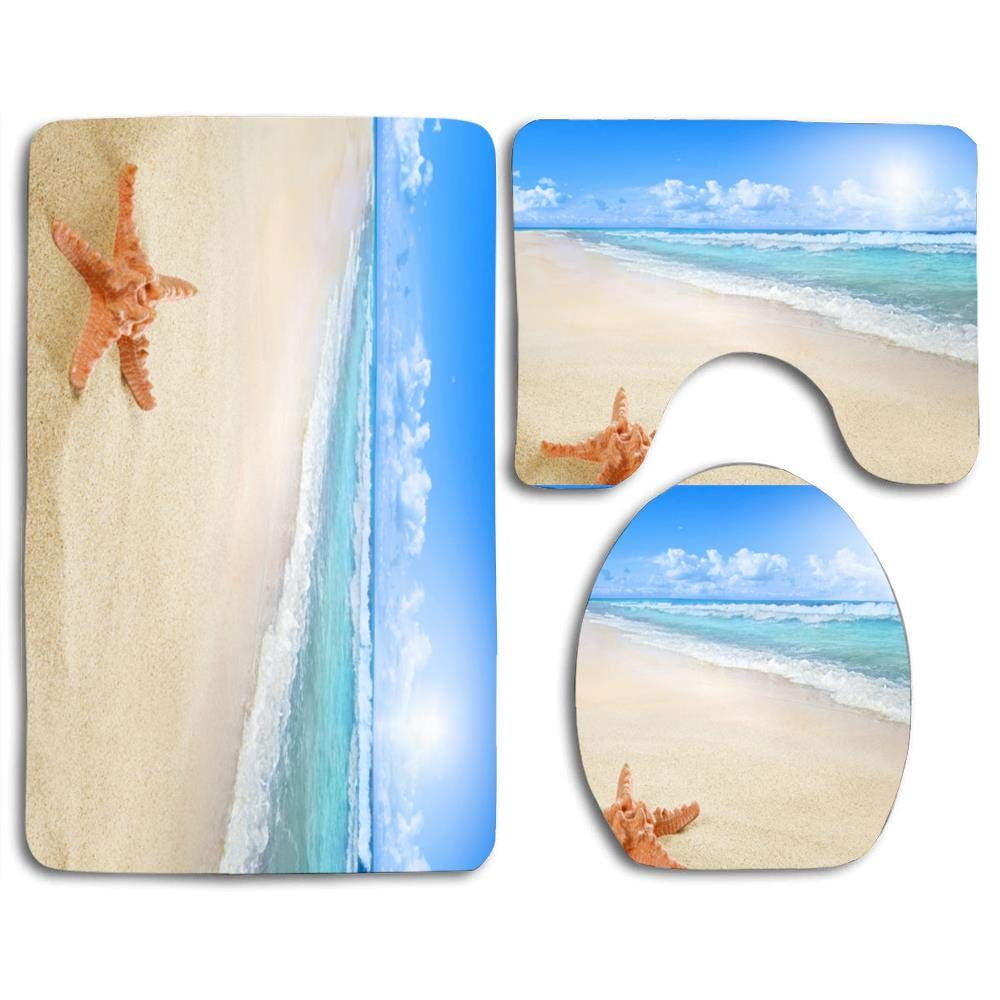 GOHAO Sea Coast Starfish Beach 3 Piece Bathroom Rugs Set Bath Rug ...