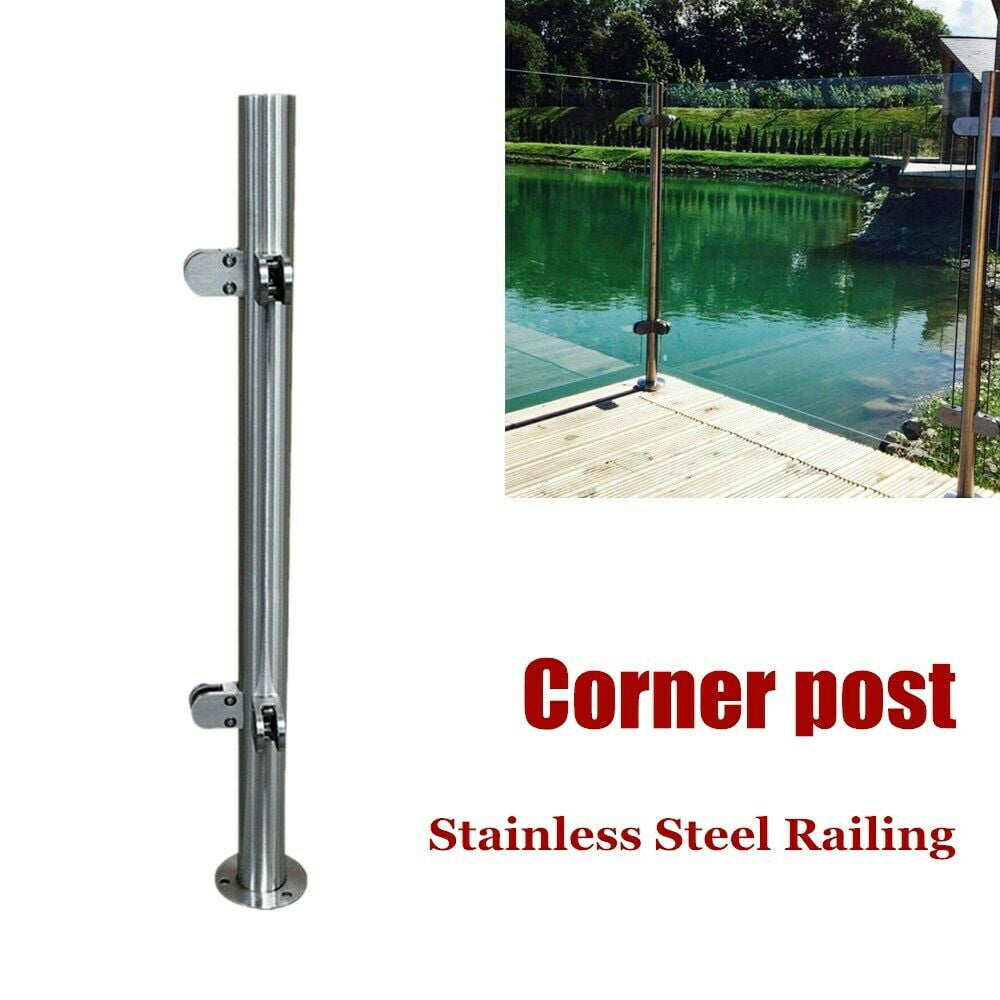 Fichiouy Glass Deck Railing Post Glazing Stainless Steel Pole Handrail ...