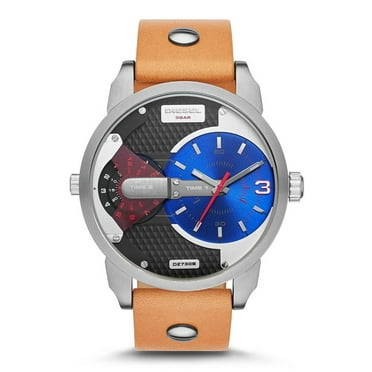 Diesel Men's SBA Gunmetal Dial SS Black Leather Chrono Quartz Watch ...