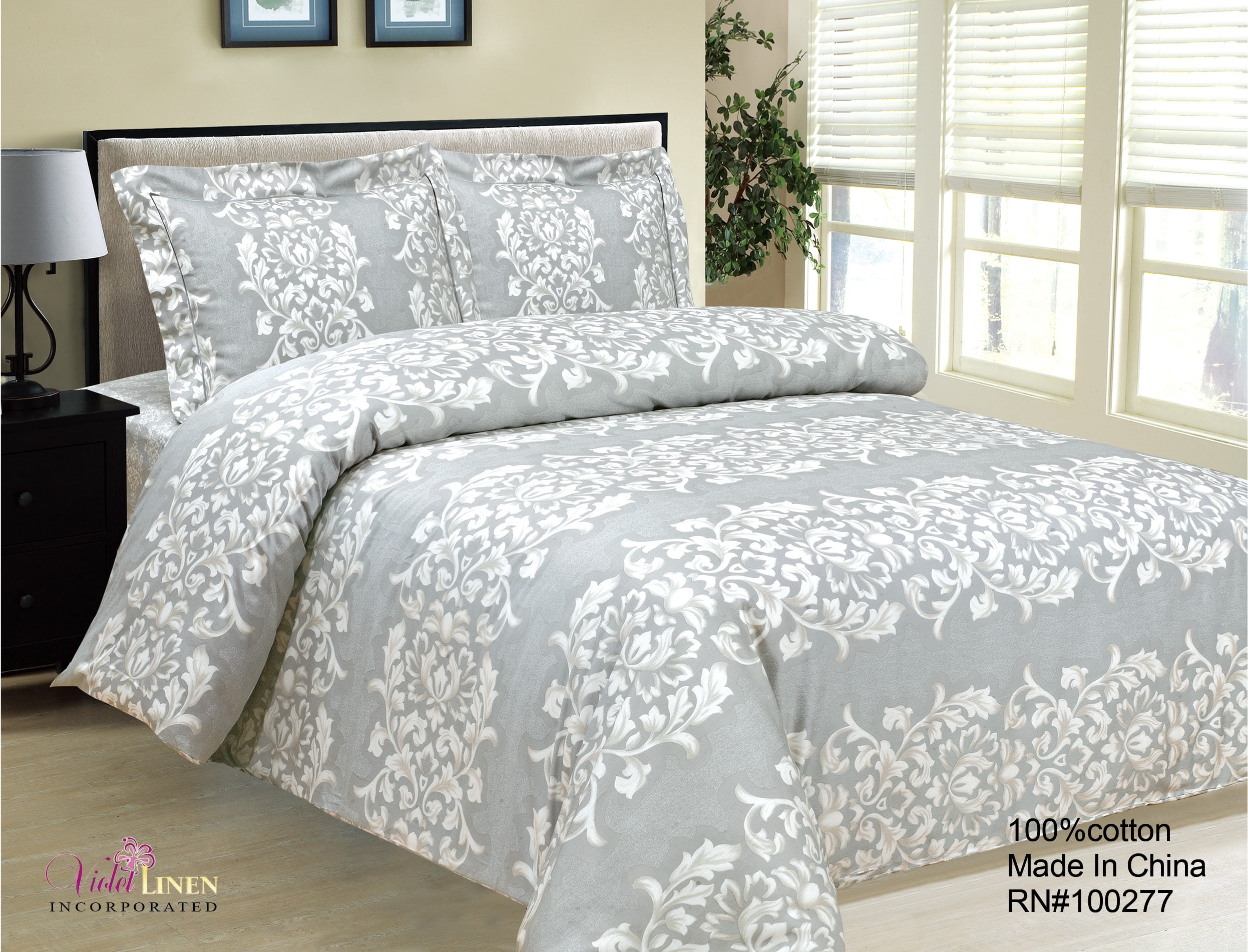 Violet Linen French Emblem Pattern, Luxury Ultra Soft 300 Thread Count ...