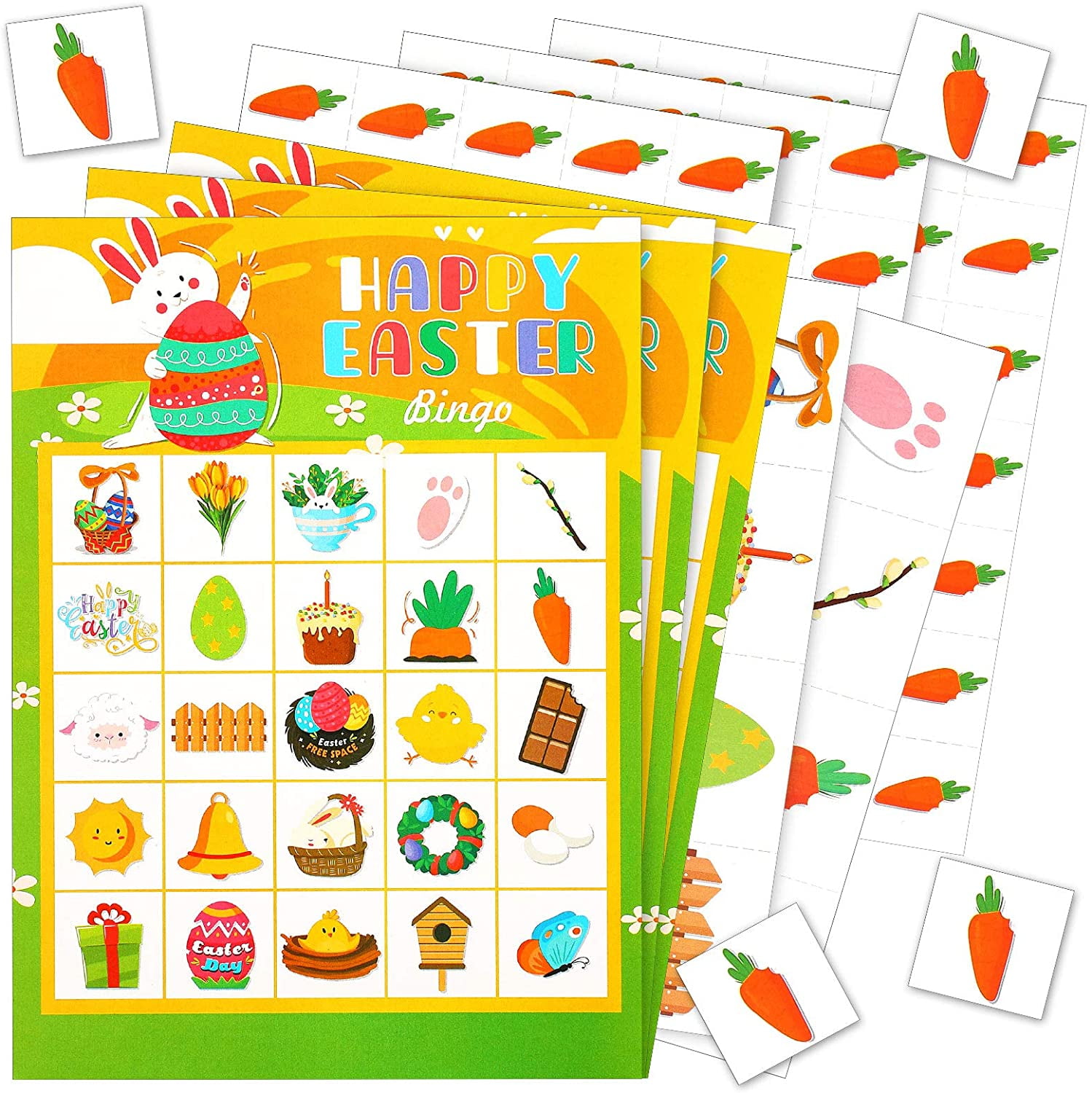Easter Bingo Game 24 Players Easter Bunny Bingo Cards and Carrot ...