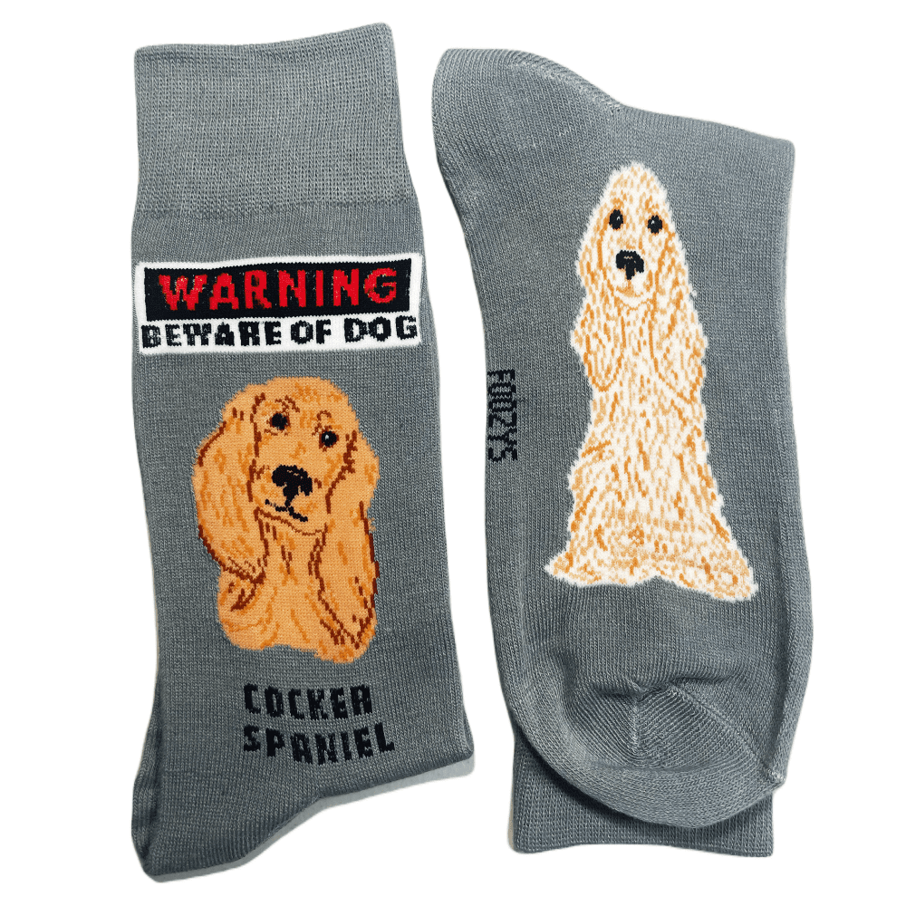 Men's Beware of Dog Cocker Spaniel Crew Socks - Walmart.com