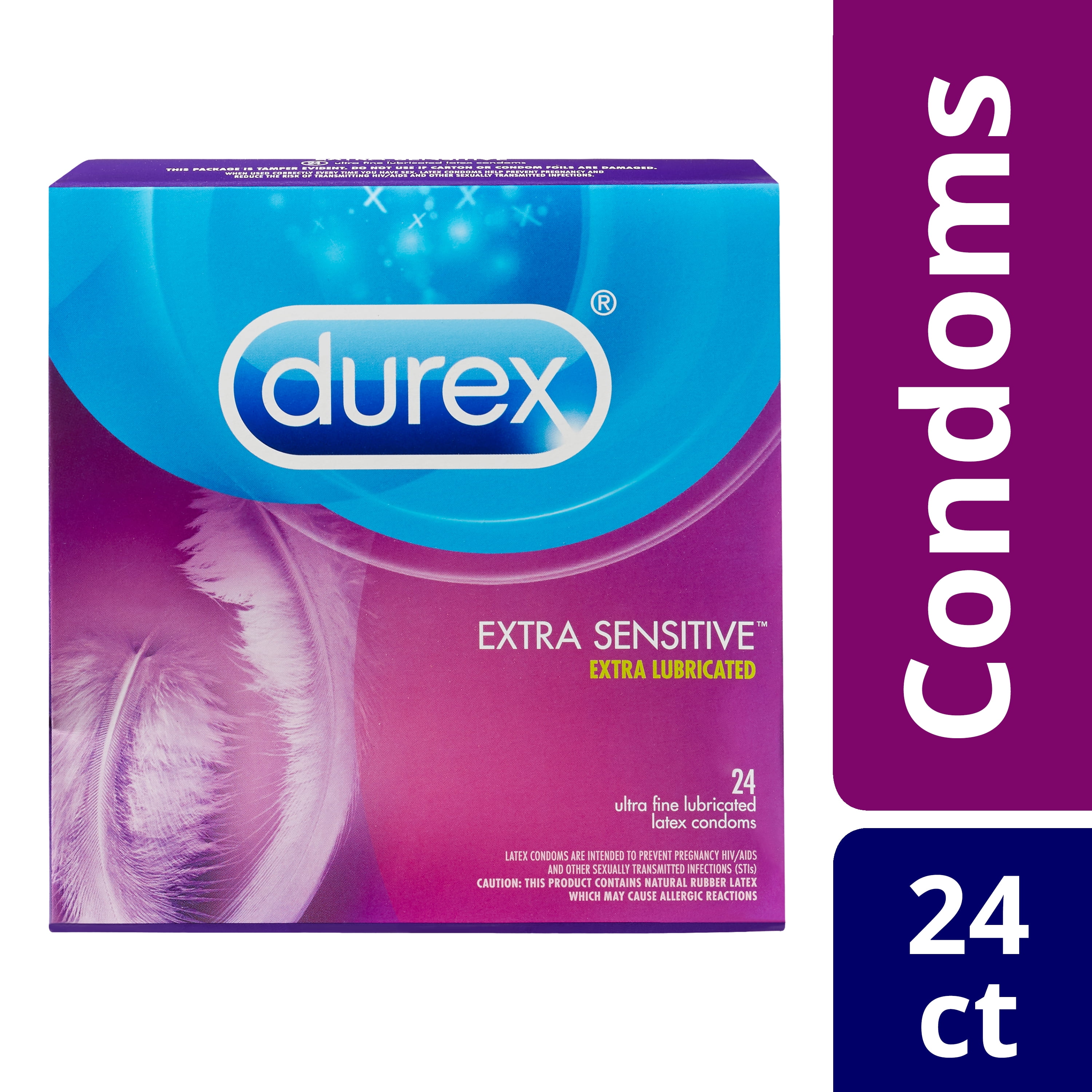 Durex Extra Sensitive Extra Lubricated Latex Condoms 24 Count