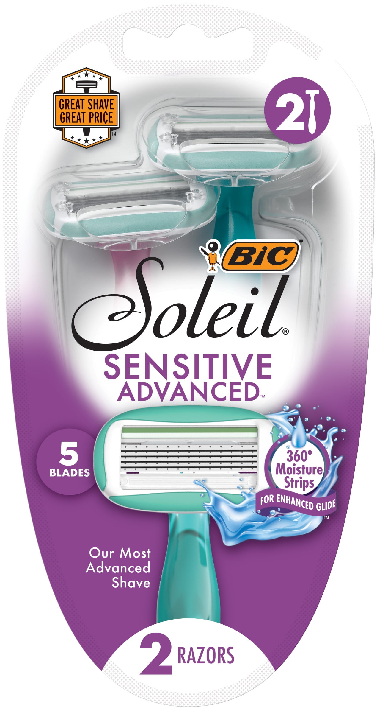 BIC Soleil Sensitive Advanced Women's 5-Blade Disposable Razor ...