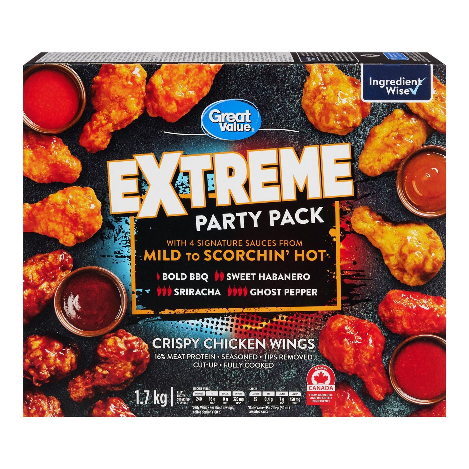 Great Value Extreme Party Pack Crispy Chicken Wings, 1.7 kg - Walmart.ca
