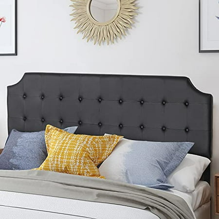 VECELO Faux Leather Headboard Black Upholstered Heaboards Button Tufted ...