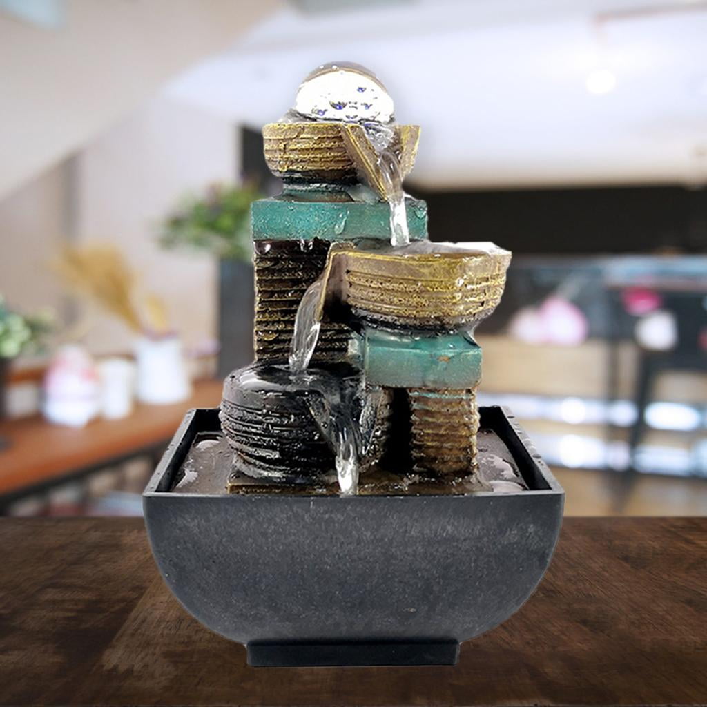 Waterfall Scene Tabletop Water Fountain With Lights Office Living Room ...