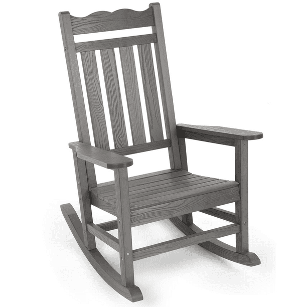 Outdoor Patio Rocking Chair, Gray Garden Porch Rocker, Weather ...