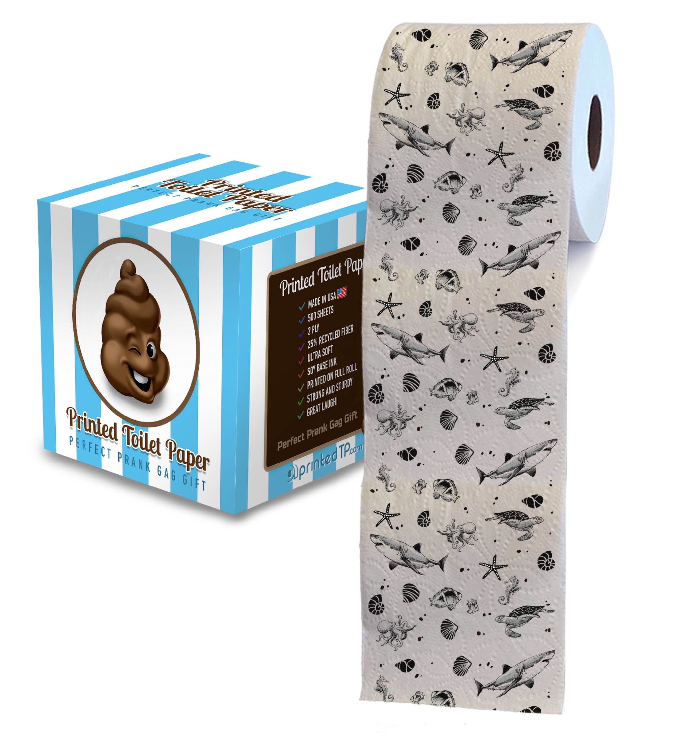 Printed TP Ocean Life 2 Ply Toilet Paper Bathroom Tissue - Novelty ...