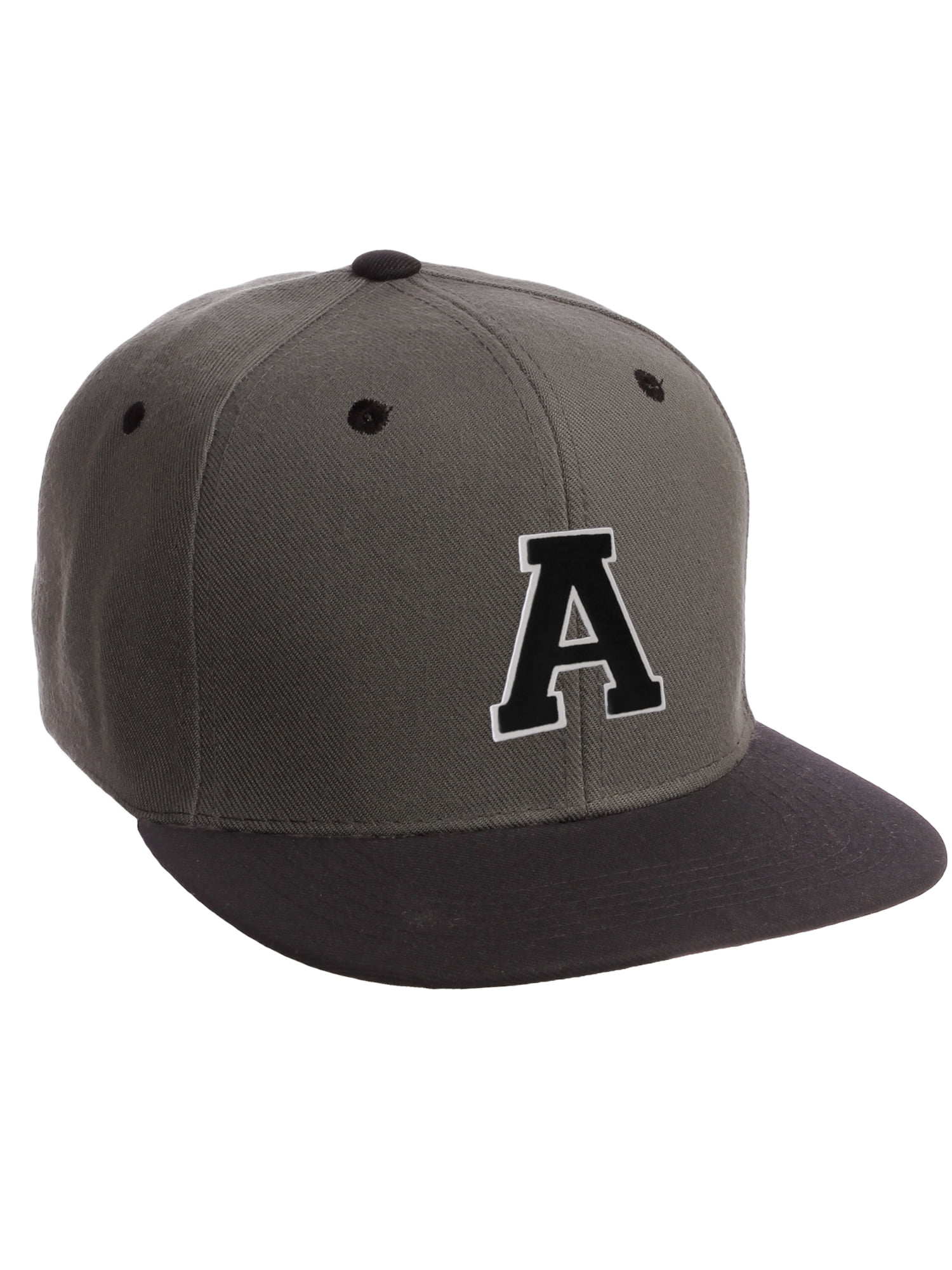 Classic Snapback Hat Custom A to Z Initial Letters, Charcoal Black Cap ...