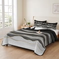 Queen Quilt Bedding Set Black Grey Color Gradient Art Breathable Summer ...