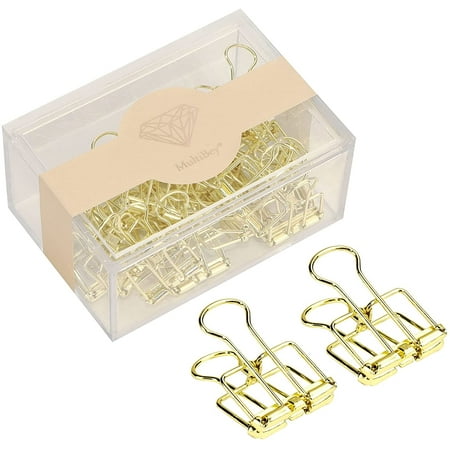 Gold Metal Binder Clips Decorative 3/4 Inch Steel Wire Hallow Out ...