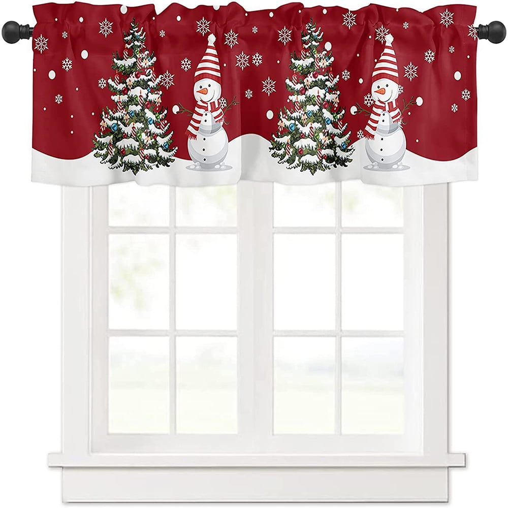 CUH 1-Piece Xmas Rod Pocket Short Curtain Kitchen Valance Cafe Tier ...
