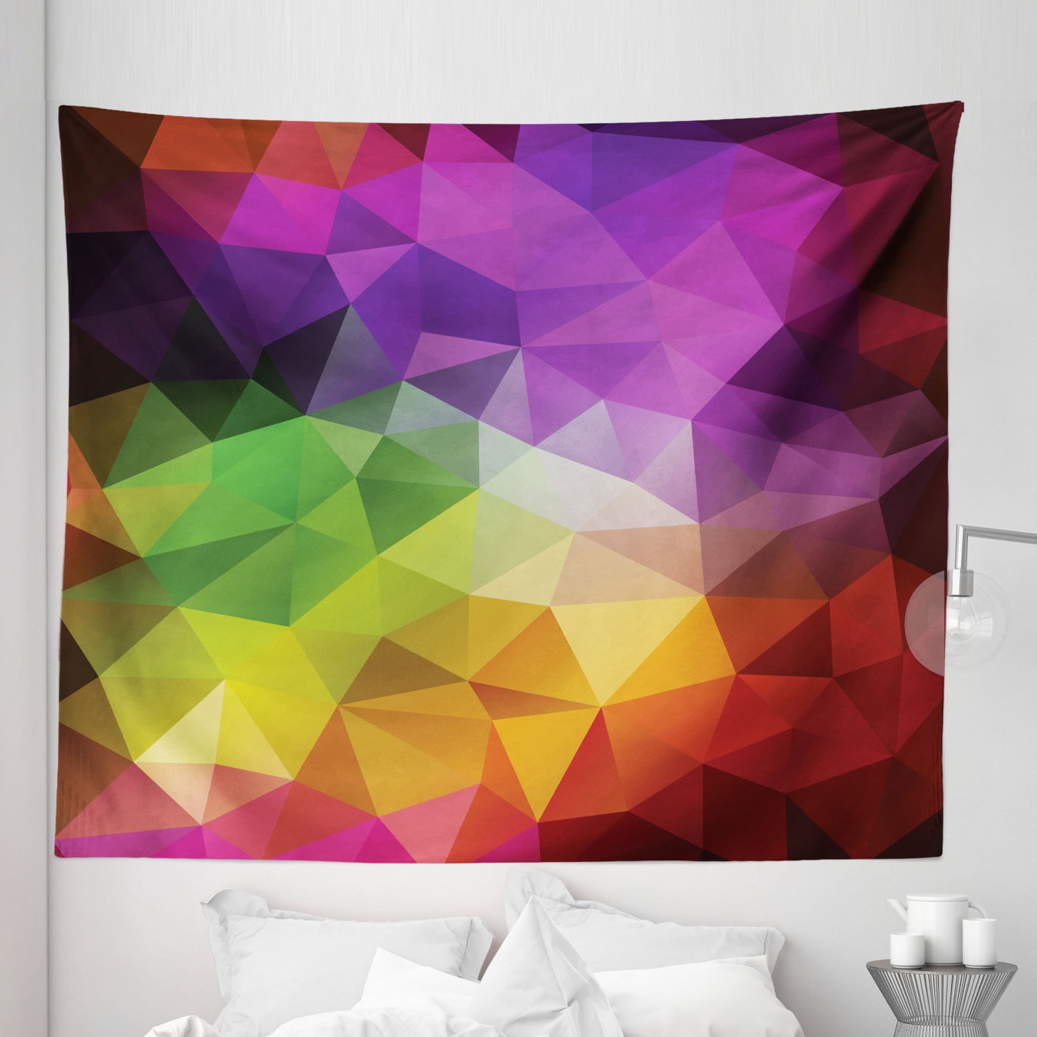 Colorful Tapestry, Colorful Geometric Shapes Triangular Polygons ...