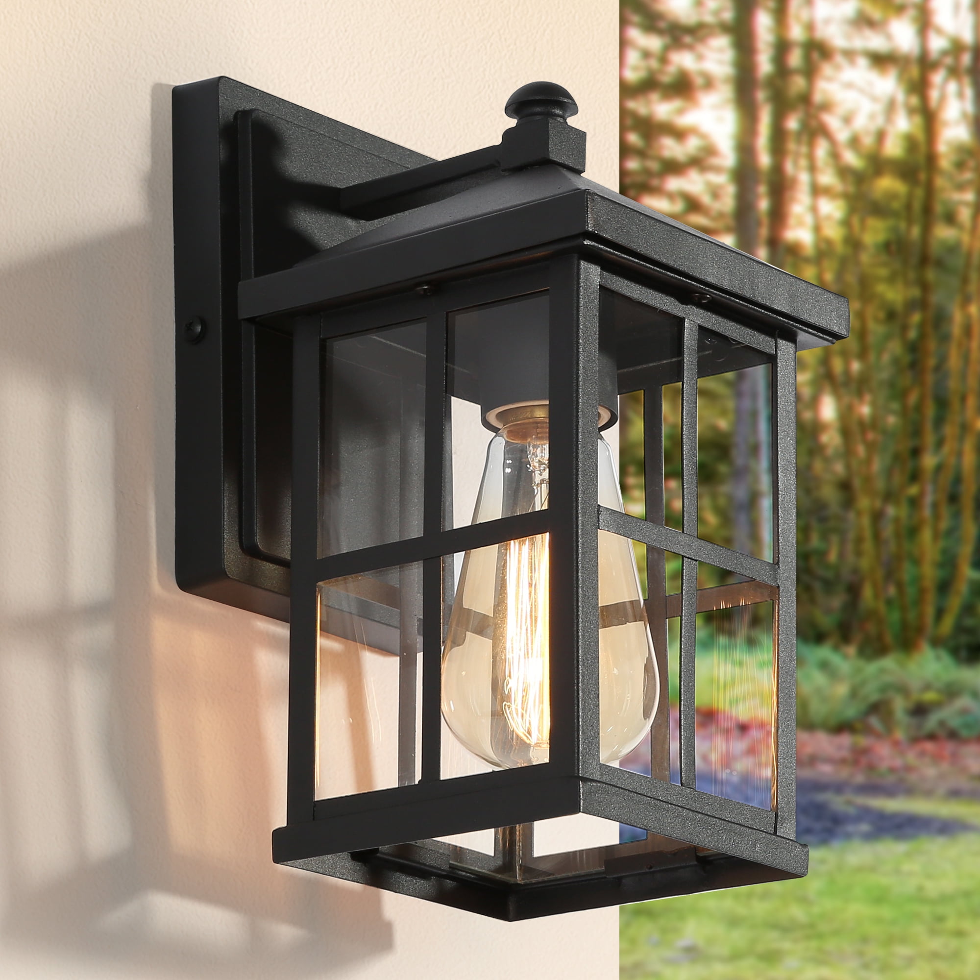 LNC 1-Light Modern Matte Black Outdoor Wall Lighting Fixture for Patio ...