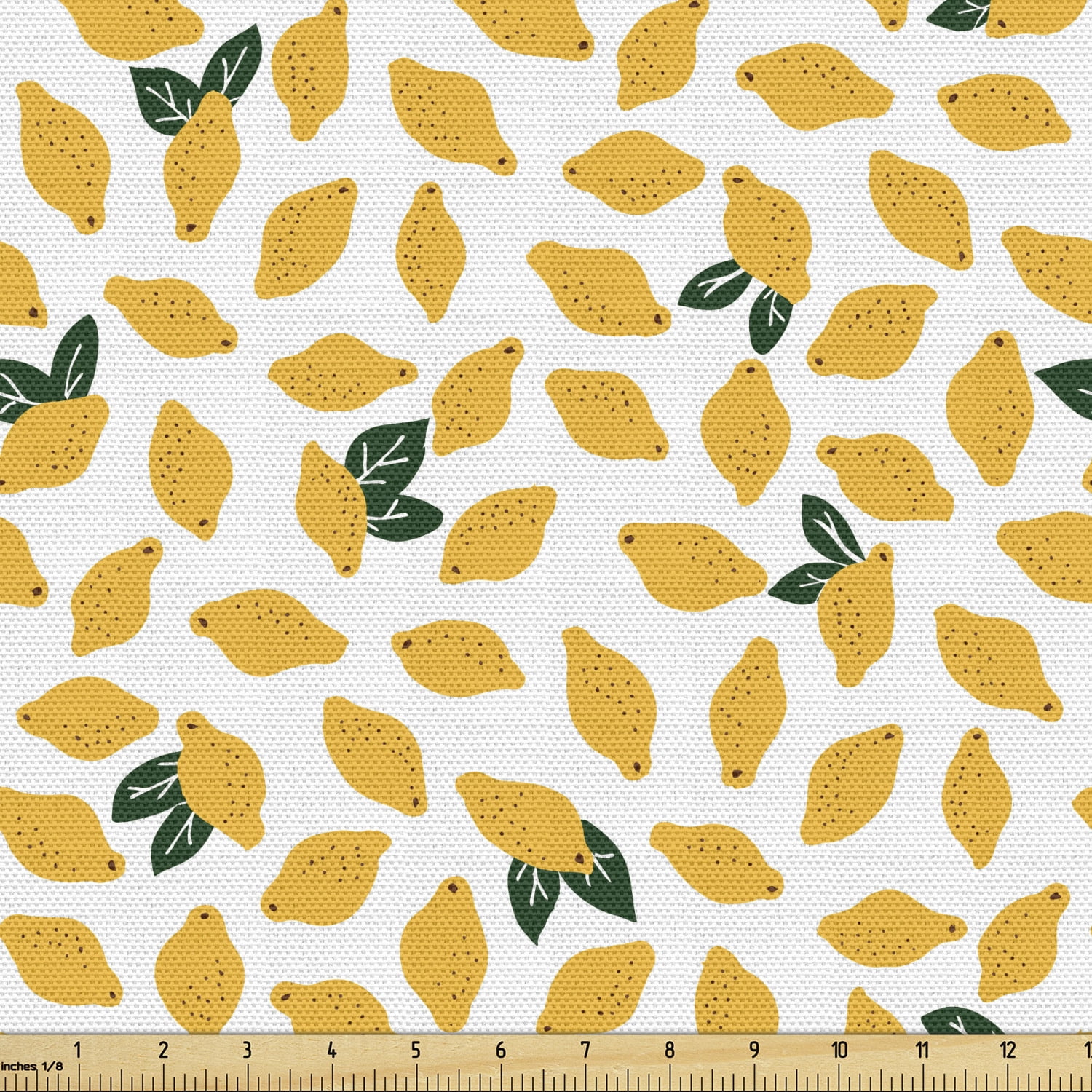 Lemon Upholstery Fabric by the Yard, Hand Drawn Fresh Citrus Fruits ...
