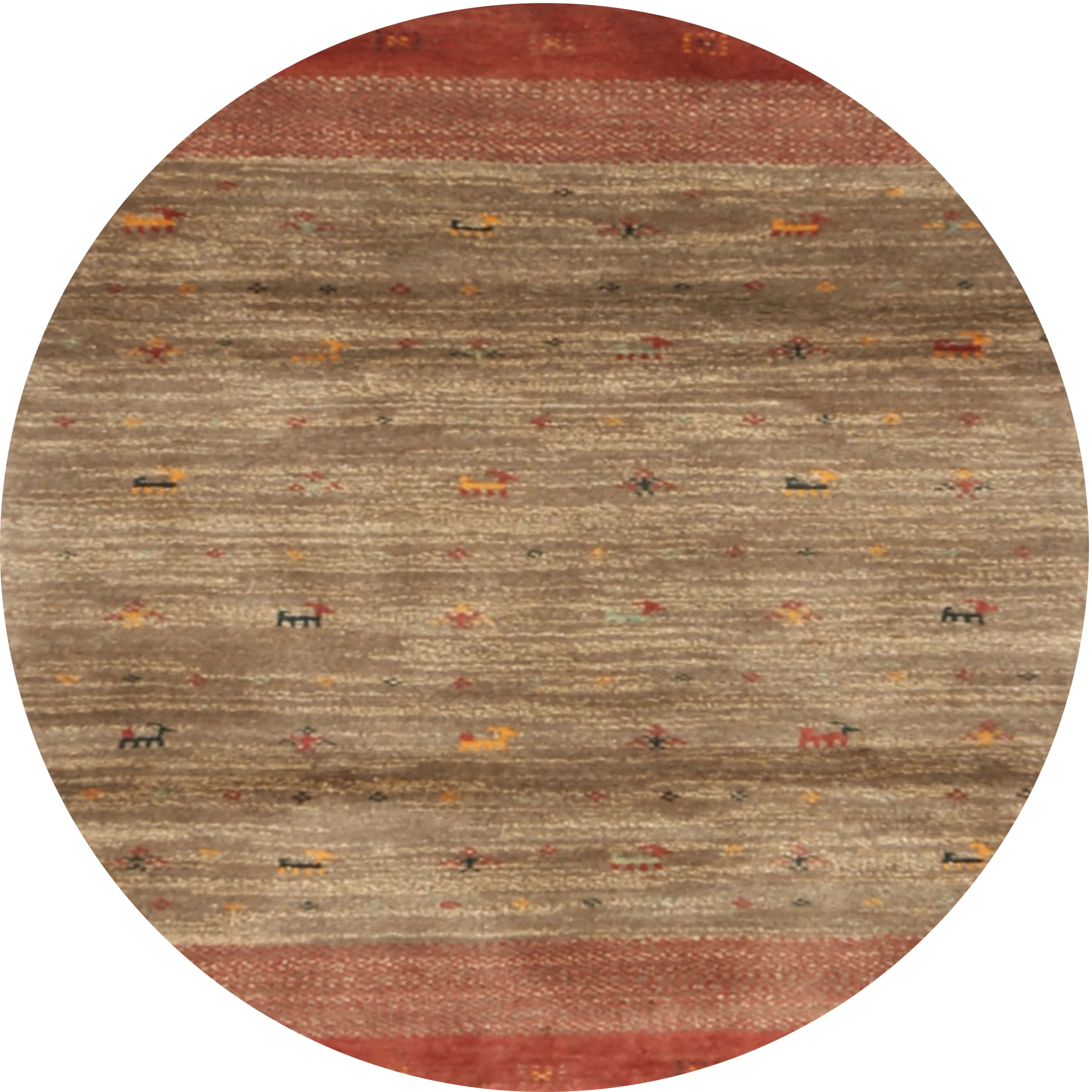 Ahgly Company Indoor Round Contemporary Red Abstract Area Rugs, 7 ...