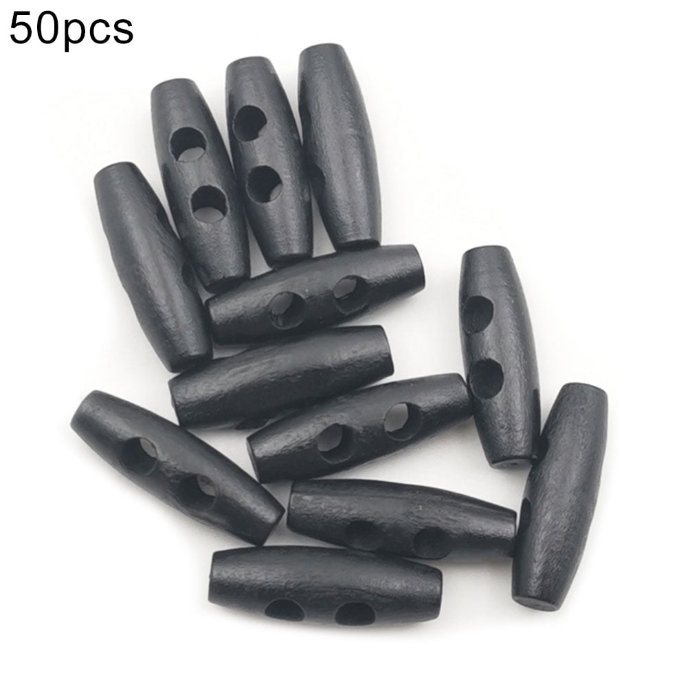 50Pcs 2 Holes Olive Shape Wooden Toggle Buttons DIY Clothes Sewing ...