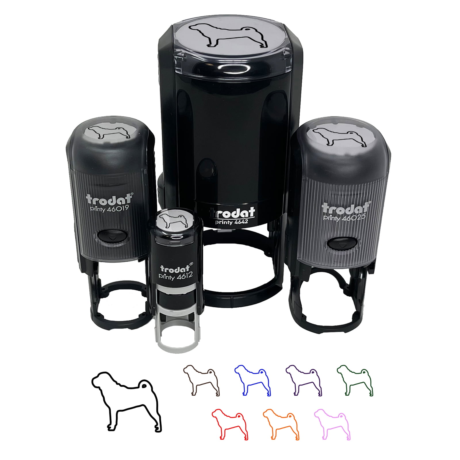 Shar-Pei Dog Outline Self-Inking Rubber Stamp Ink Stamper - Lime Green ...
