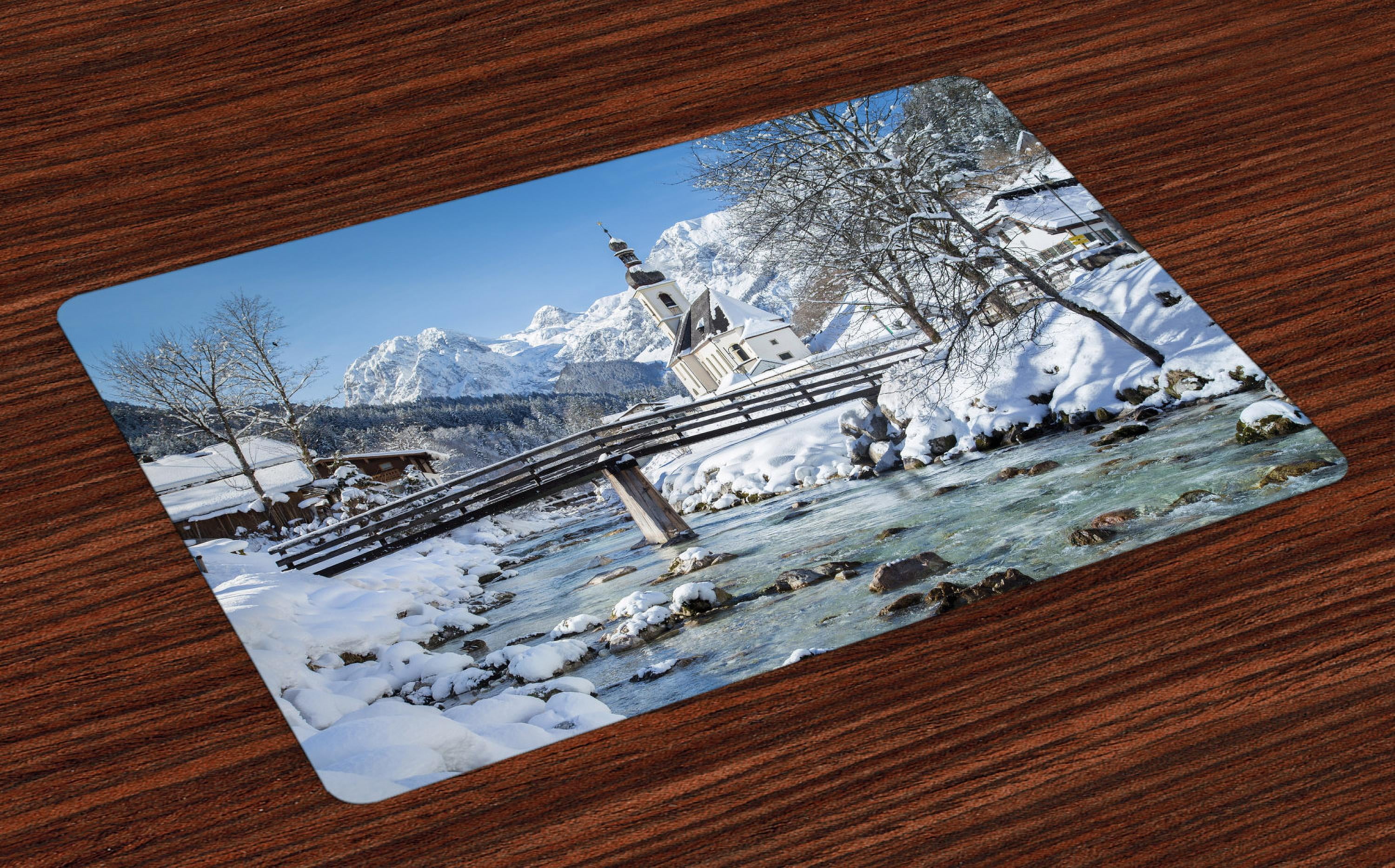 Ambesonne Winter Place Mats Set of 4, Scenic View Panorama, Standard ...
