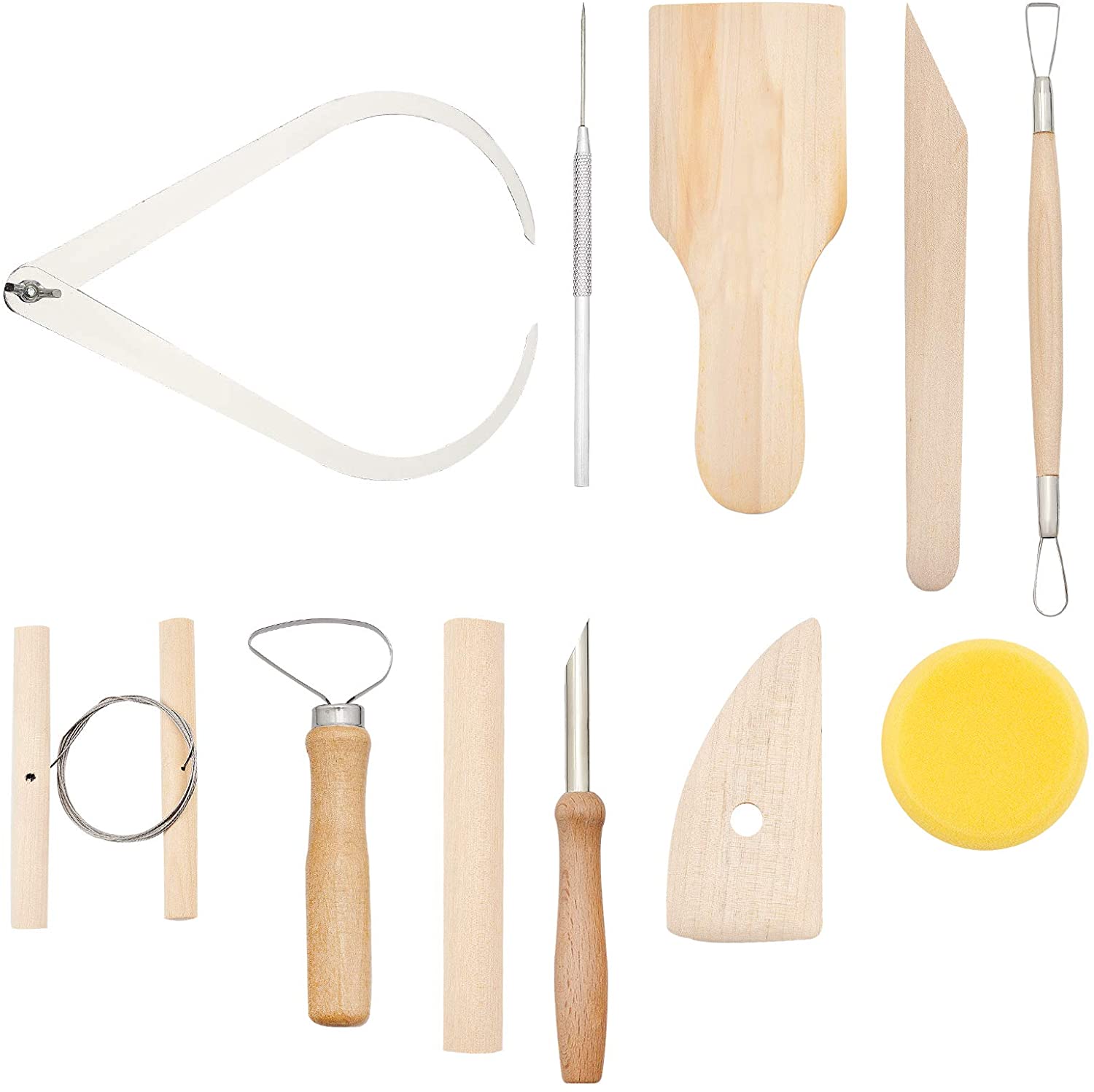 22pcs Clay Sculpting Tool Set, Wooden Pottery Clay Carving Curved ...