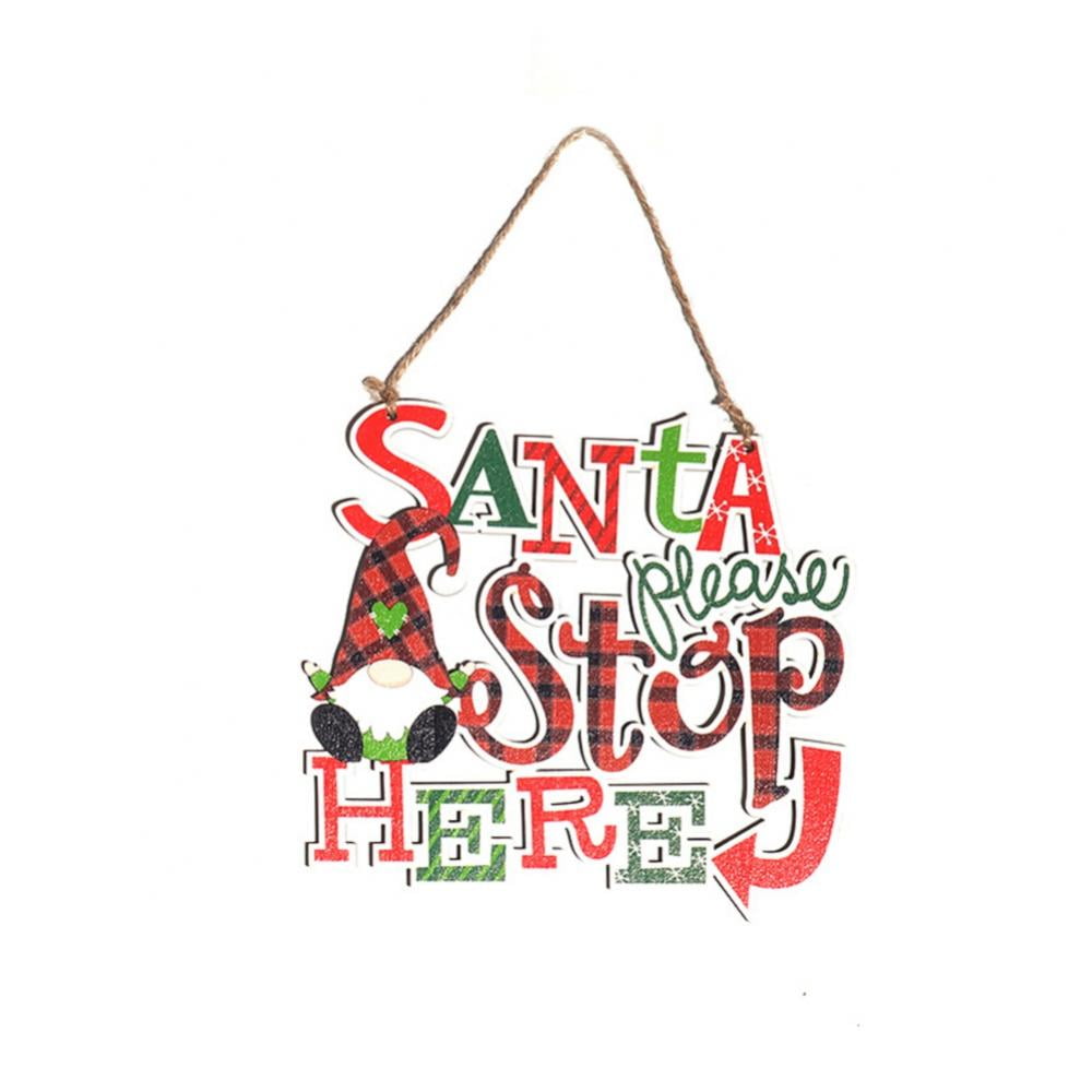 Christmas Hanging Sign Merry Christmas Gnome Santa Wooden Hanging Wall ...