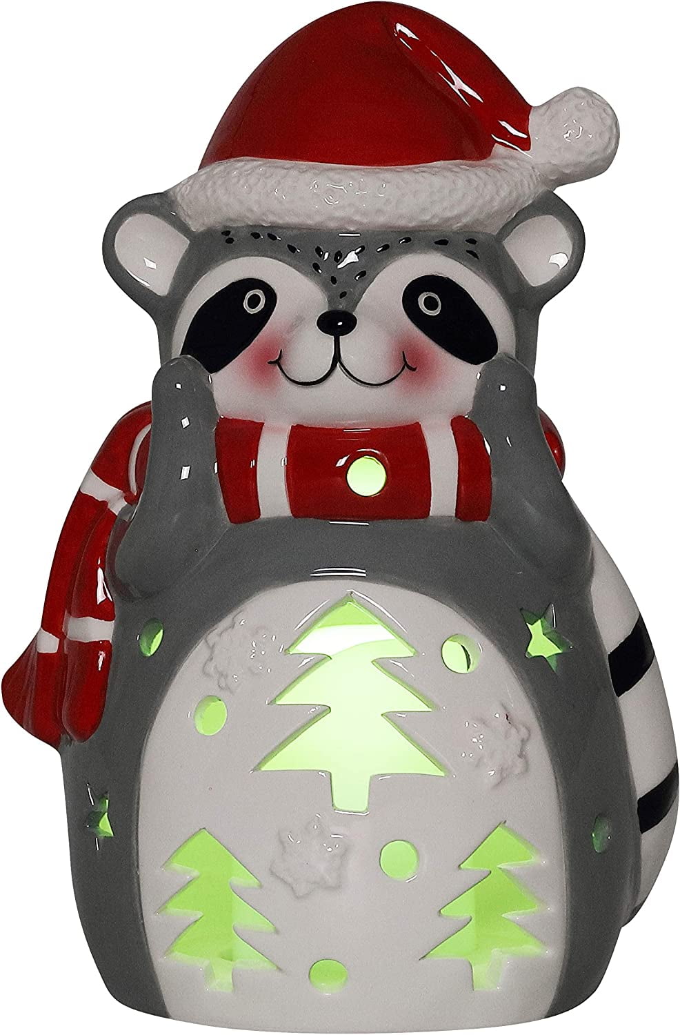 Raccoon Ceramic Christmas LED Tabletop Lantern Statue - Walmart.com