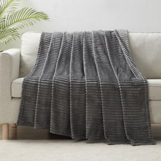 Elegant Comfort Gray Fleece Throw 60" x 50" Lightweight - Walmart.com