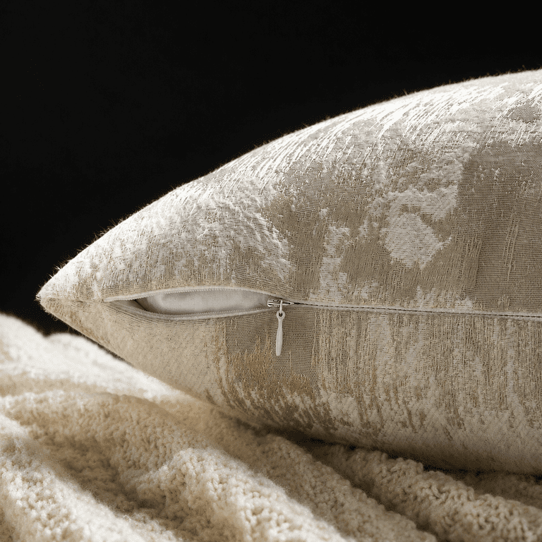 Pack Of 2 Fauxmere Throwow Covers 18x18 Inch Beige White - Walmart.com