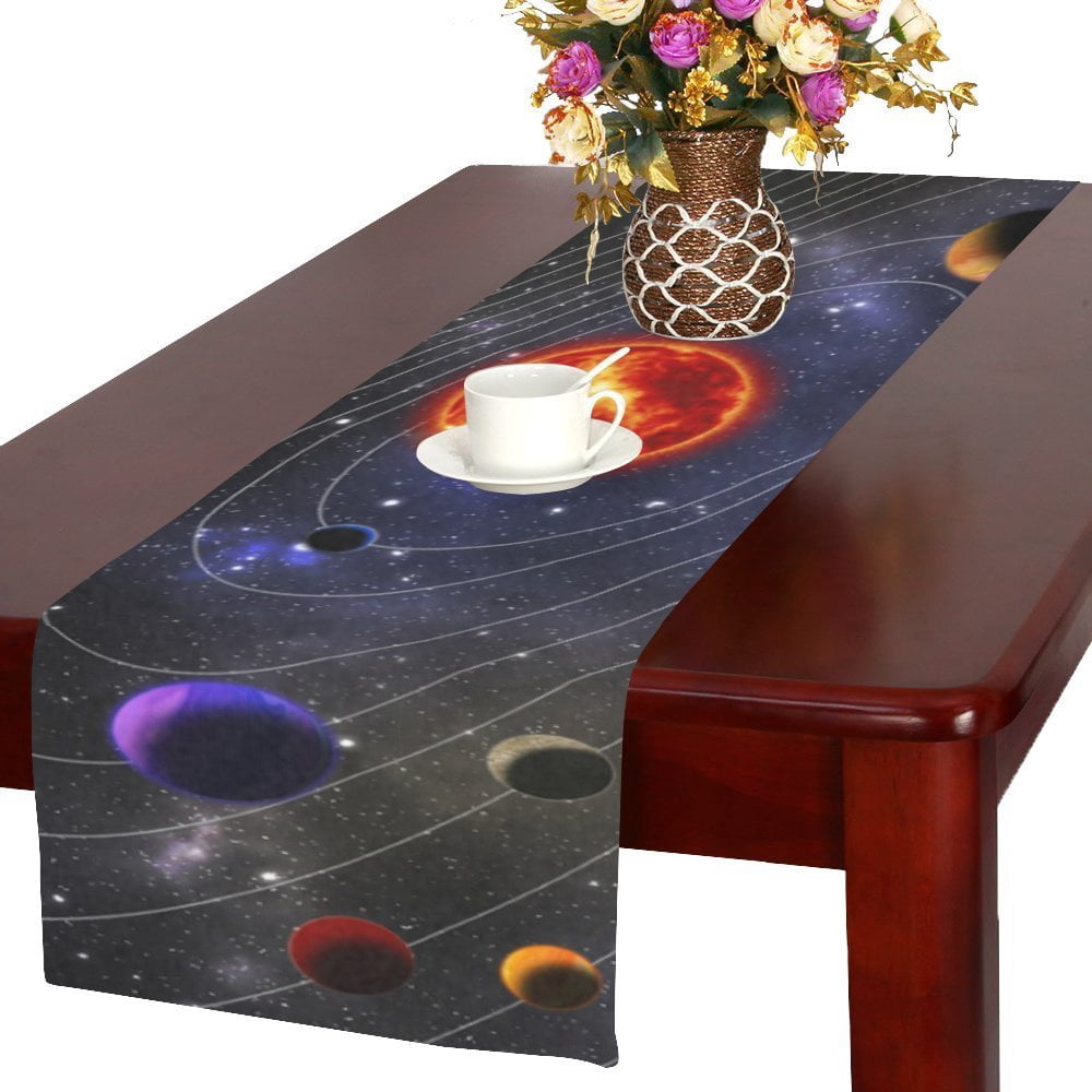 MYPOP Outer Space Galaxy Solar System Planets Table Runner 16x72 inch ...