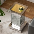 ARICOEASY Mirrored LED End Table with Storage, Modern Side Table with ...