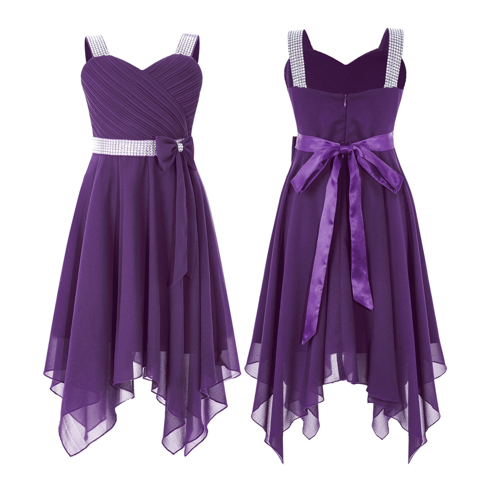 MSemis Kids Flower Girls Shiny Rhinestone Bridesmaid Dress - Walmart.com