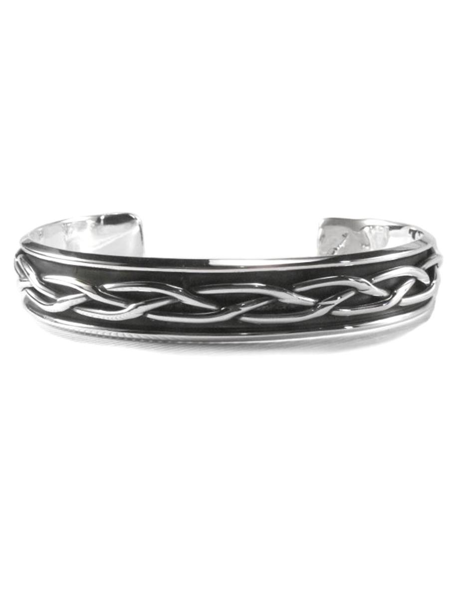 Braided Design Men's Cuff Bracelet Heavy Weight Antiqued Sterling ...
