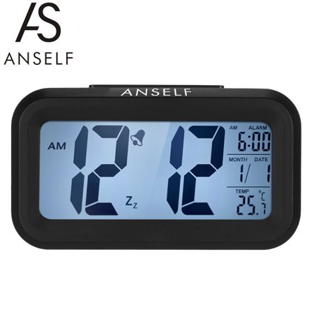 Anself LED Digital Alarm Clock Repeating Snooze Light-activated Sensor ...