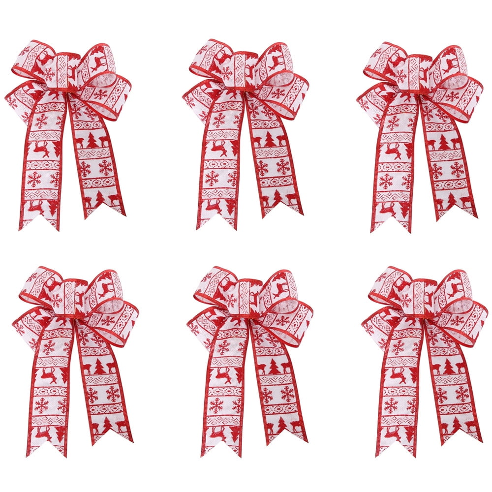 6PCS Christmas Bows Large Christmas Bows Xmas Wreath Ribbon Bows Tree ...