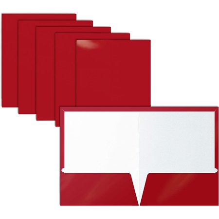 2 Pocket Glossy Laminated RED Paper Folders, Letter Size, Red Paper ...